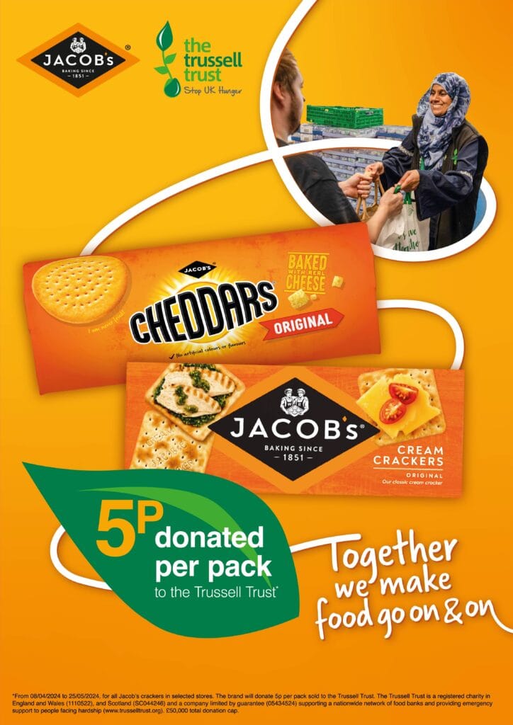 pladis pledges £50,000 to The Trussell Trust with new Jacob's partnership